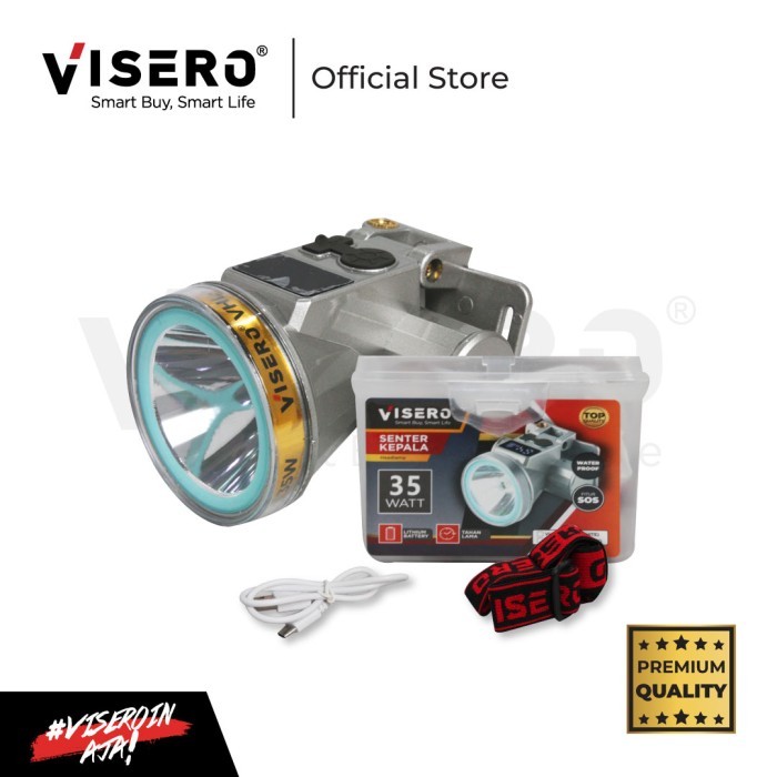 Senter Kepala / Headlamp Visero 35 Watt Super Terang Cahaya Putih ...